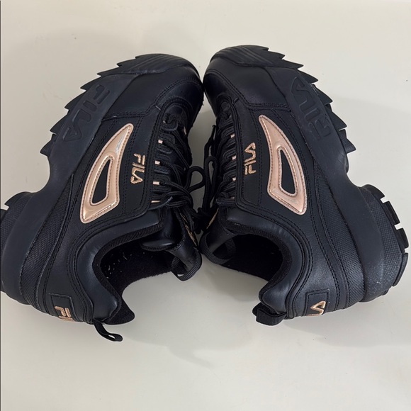 Fila | Shoes | Fila Chunky Black And Gold Sneakers | Poshmark